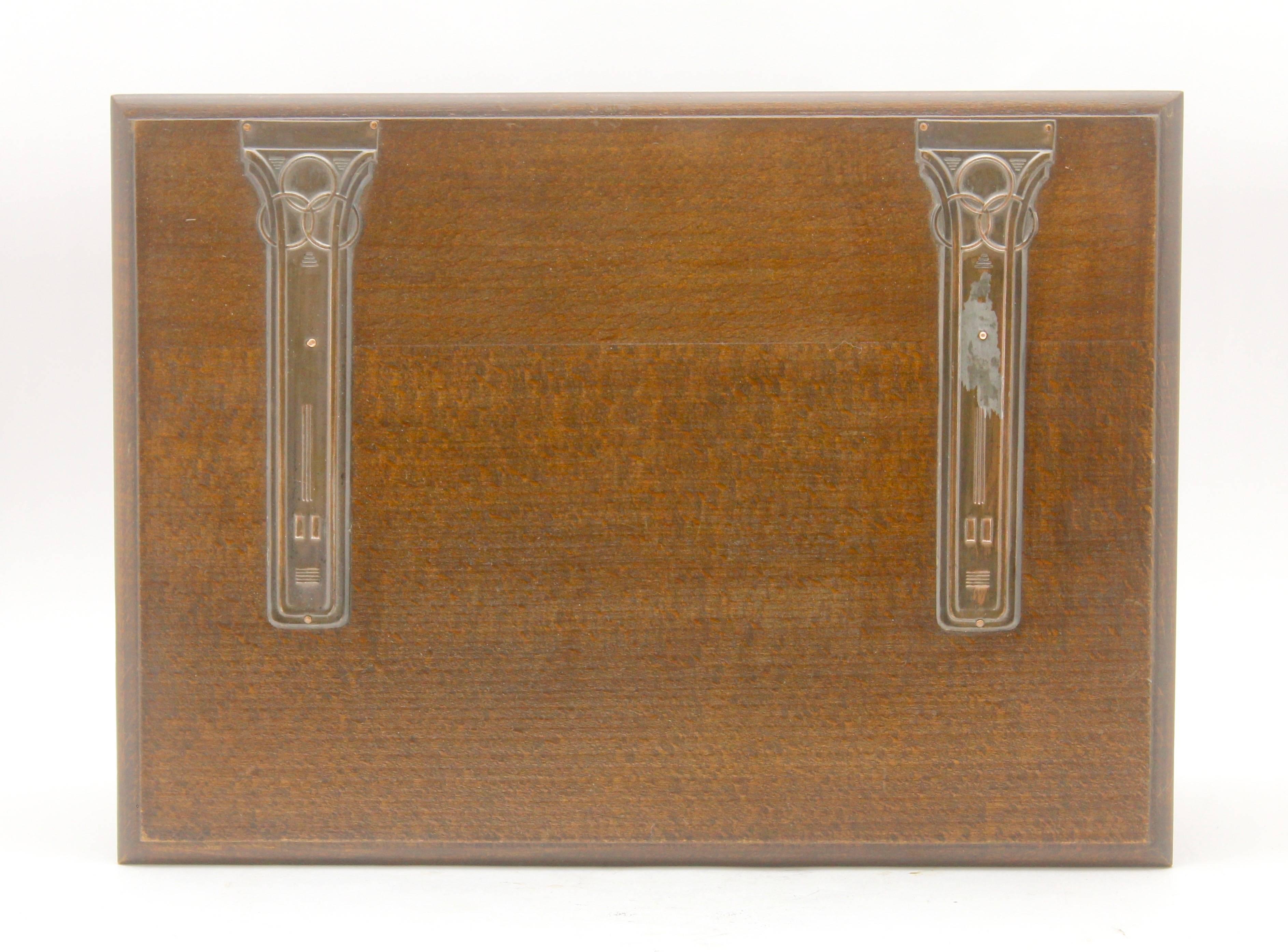 Solid Oak Arts and Crafts Box with Decorative Brass Work, circa 1930 at ...