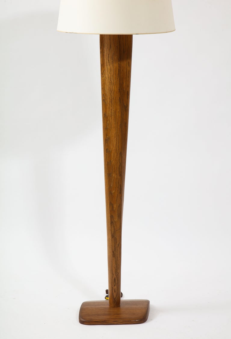 Solid Oak Biomorphic Floor Lamp, USA, 1950's For Sale at 1stDibs
