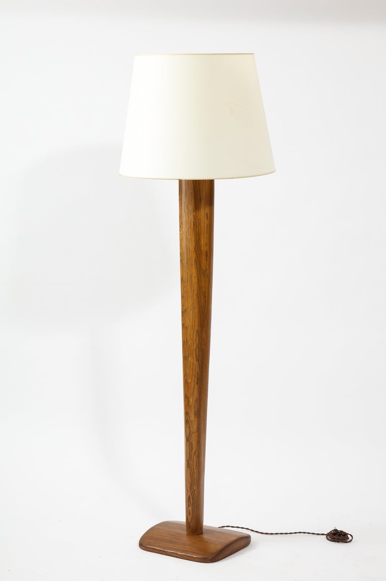 Solid Oak Biomorphic Floor Lamp, USA, 1950's For Sale at 1stDibs