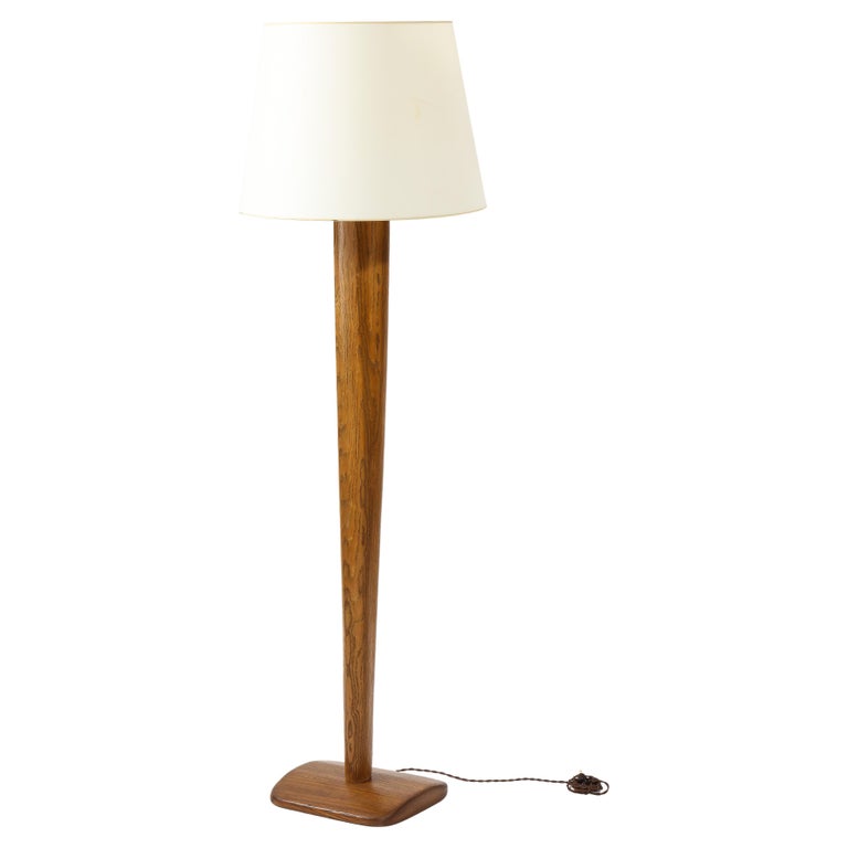 Solid Oak Biomorphic Floor Lamp, USA, 1950's For Sale at 1stDibs