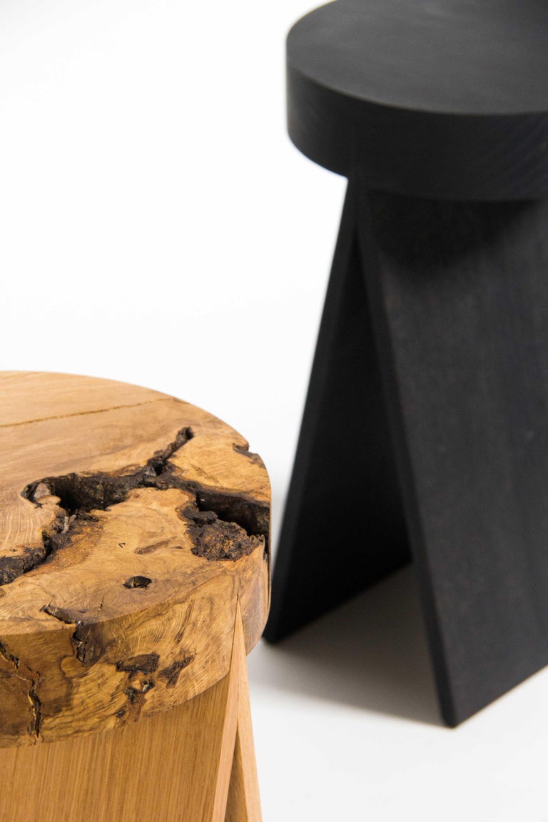 Solid Oak Black Bleaut stool by Tim Vranken For Sale at 1stDibs