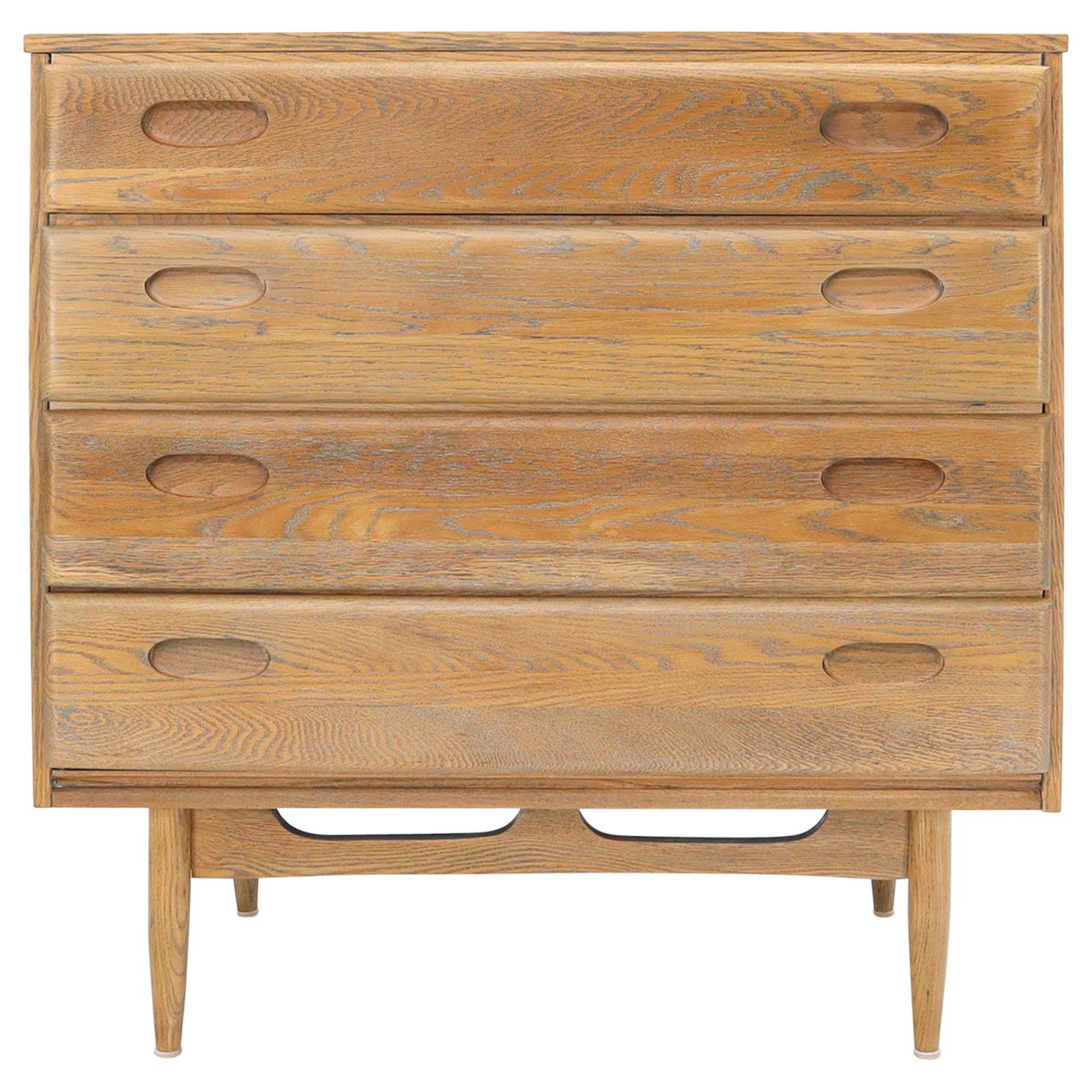 Pair of Restored Solid Oak Cerused White and Grey Finish 4 Drawers ...