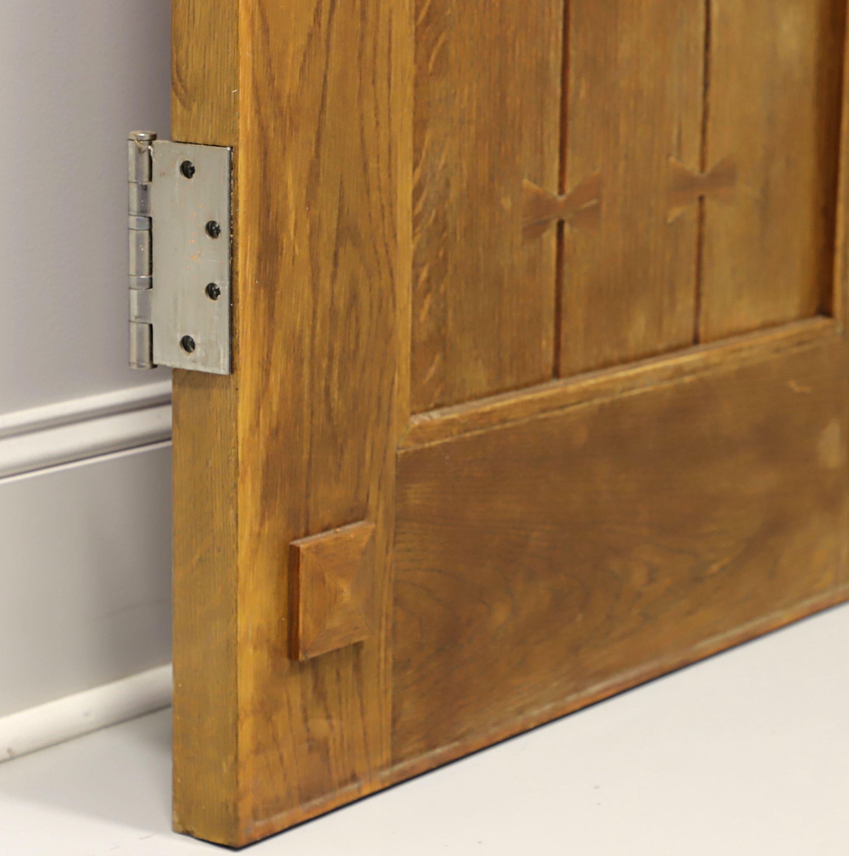Solid Oak Craftsman Style Double Entry Doors w/ Hardware at 1stDibs
