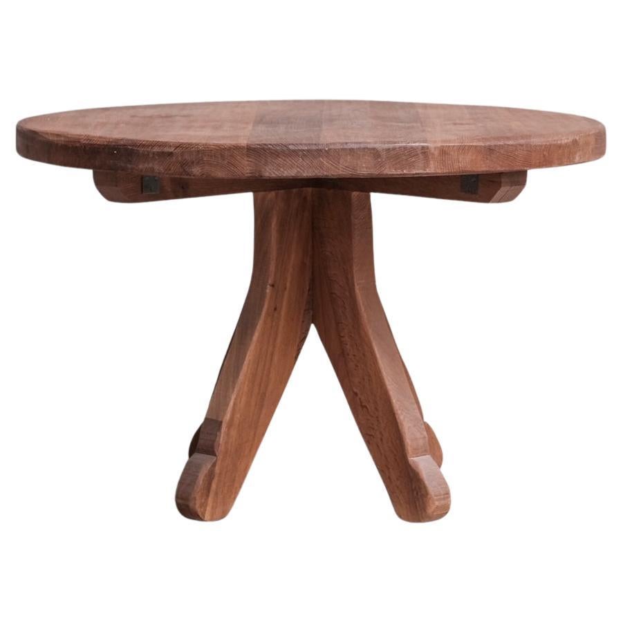 Oak Brutalist Mid-Century Dining Table by De Puydt at 1stDibs