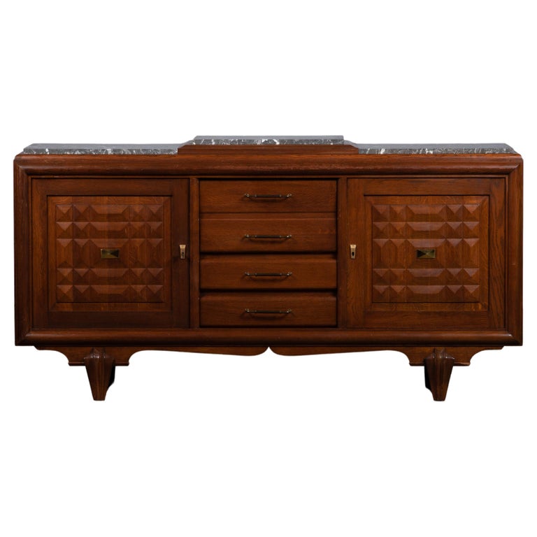 Sideboard aus massivem Eichenholz, Art déco, Frankreich, 1940er Jahre im Angebot bei 1stDibs