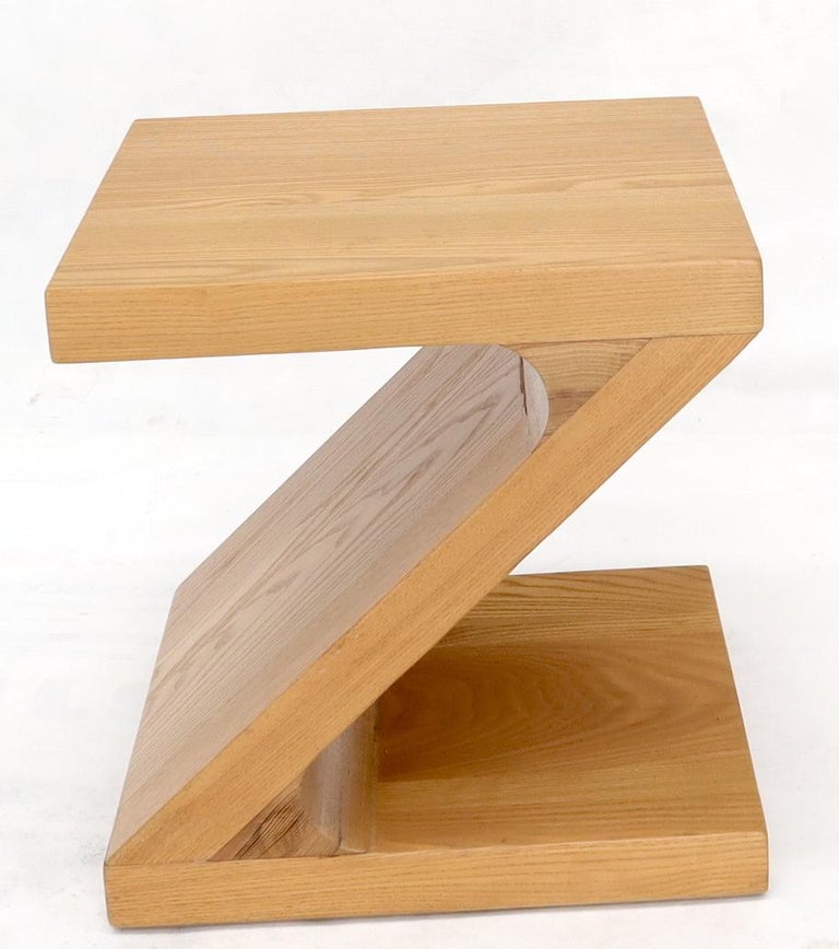 Solid Oak Z-Shape End Side Table Stand at 1stDibs