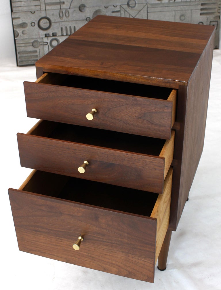 Solid Oiled Walnut Brass McCobb Pulls Three-Drawer Stand End Table at ...