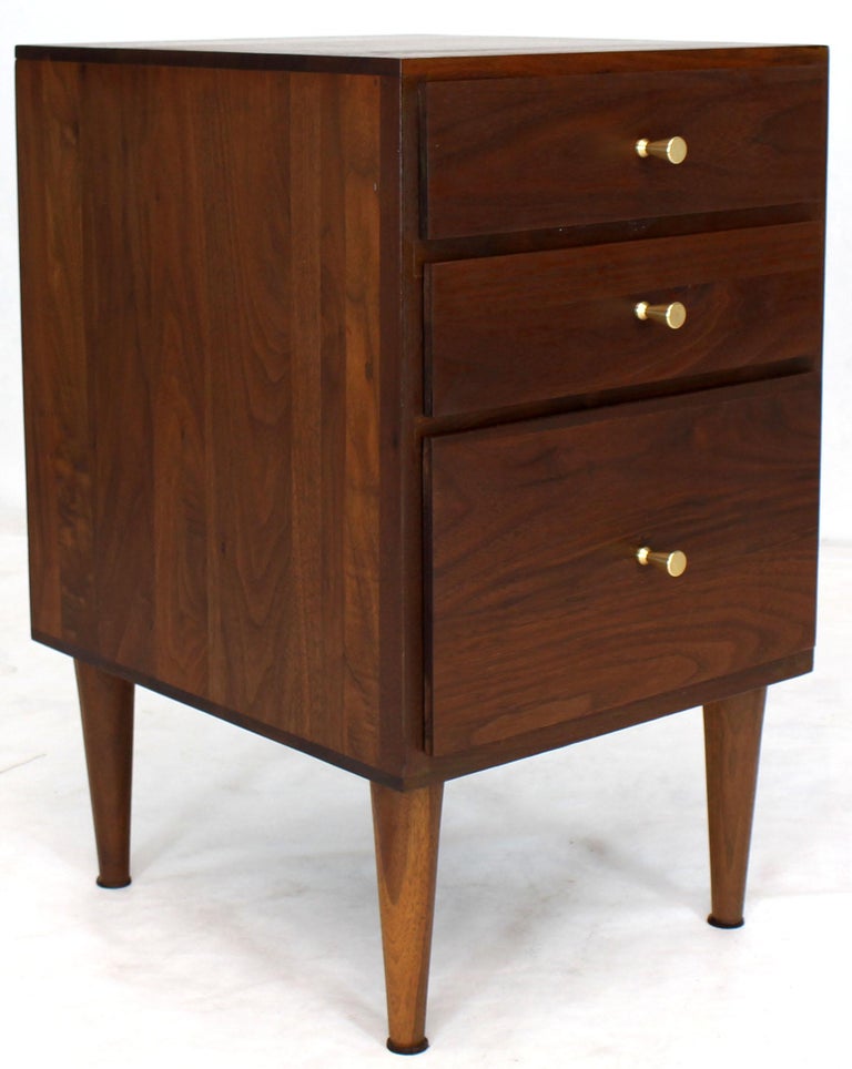 Solid Oiled Walnut Brass McCobb Pulls Three-Drawer Stand End Table at ...
