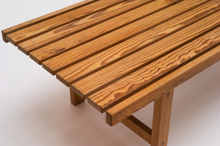 Solid Oregon Pine Bench by Hugo Svensson for Bjärnums, Sweden 1960s at ...