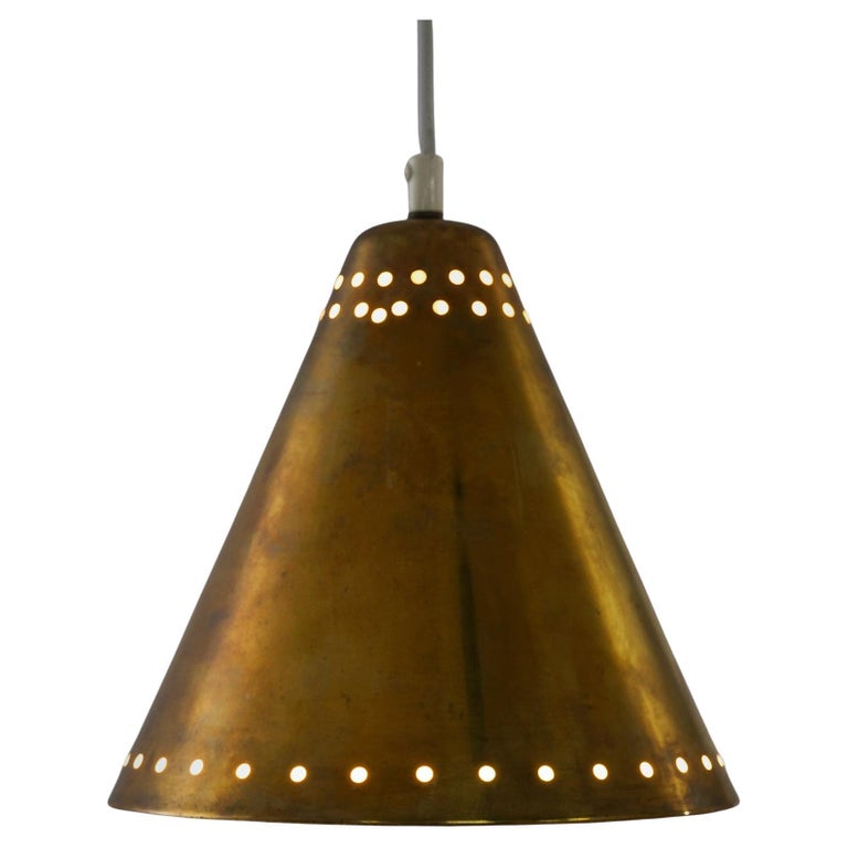 Solid Pendant with Perforated Lampshade in Brass For Sale at 1stDibs