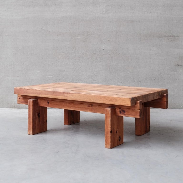 Solid Pine Danish Mid-Century XL Coffee Table For Sale at 1stDibs