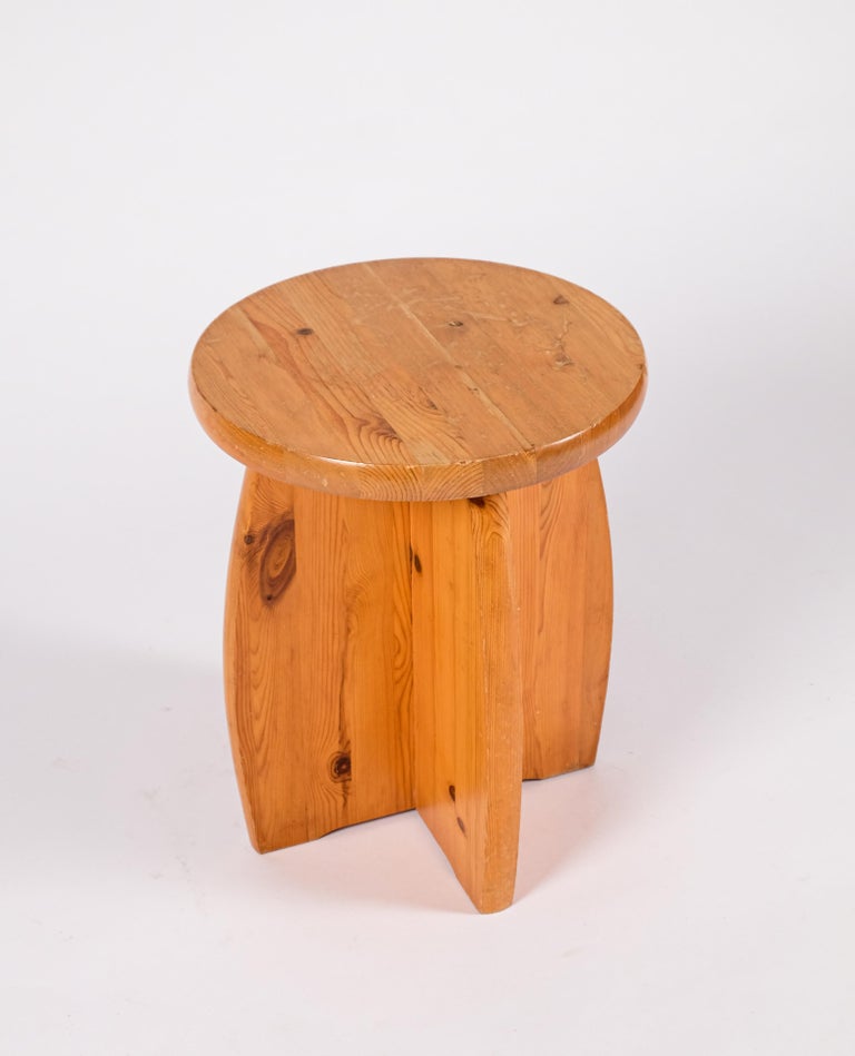 Solid Pine Stool, Sweden, 1970s For Sale at 1stDibs