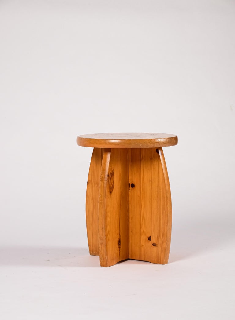 Solid Pine Stool, Sweden, 1970s For Sale at 1stDibs