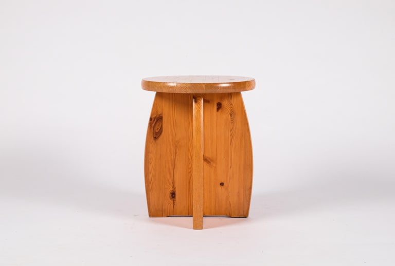 Solid Pine Stool, Sweden, 1970s For Sale at 1stDibs