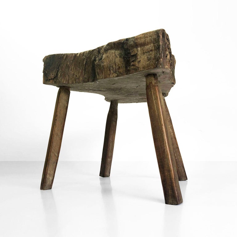 Solid Primitive Mesquite Stool For Sale at 1stDibs