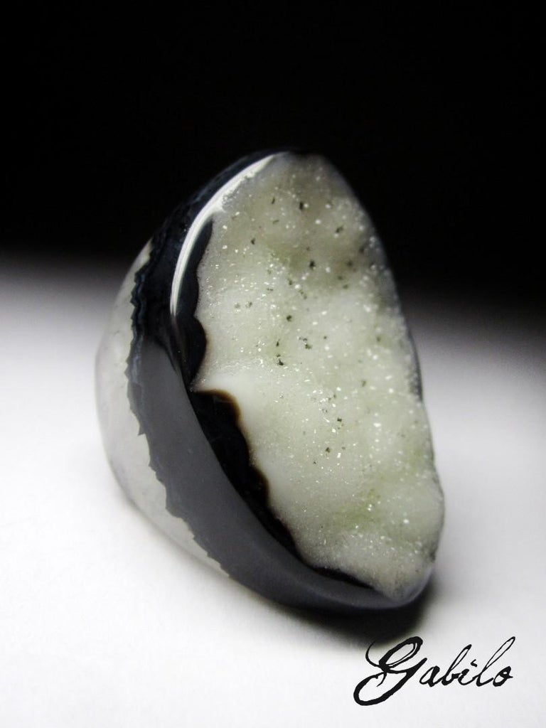 Solid Quartz Ring Rock Crystal Black Agate Big LOTR Ring For Sale at ...