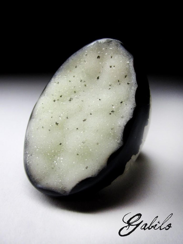Solid Quartz Ring Rock Crystal Black Agate Big LOTR Ring For Sale at ...