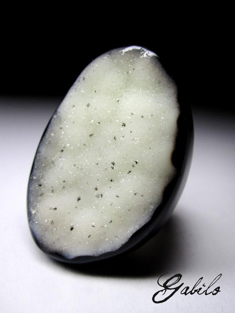 Solid Quartz Ring Rock Crystal Black Agate Big LOTR Ring For Sale at ...