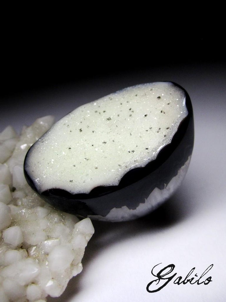 Solid Quartz Ring Rock Crystal Black Agate Big LOTR Ring For Sale at ...