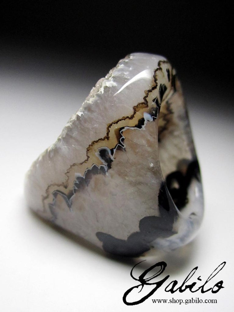 Solid Quartz Ring Rock Crystal Raw Quartz Crystals Ivory Beige Mens ...