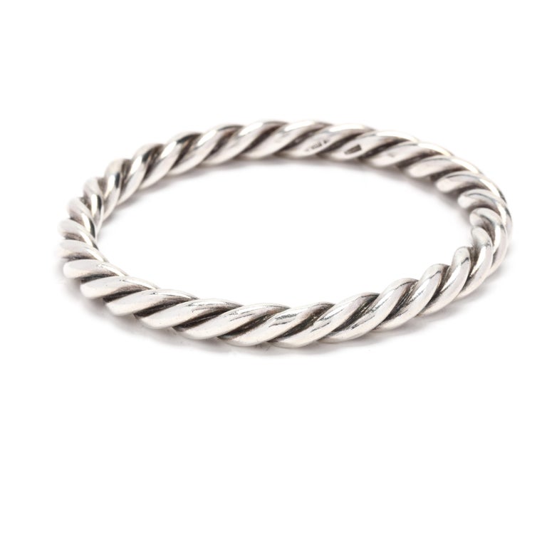 Solid Rope Twist Bangle Bracelet, Sterling Silver, Stackable For Sale ...
