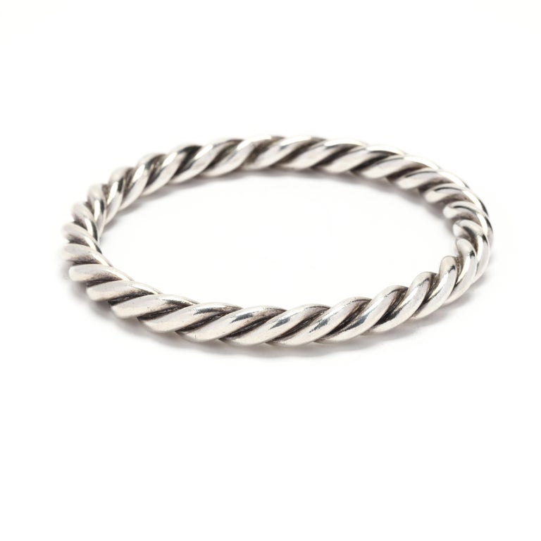 Solid Rope Twist Bangle Bracelet, Sterling Silver, Stackable For Sale ...