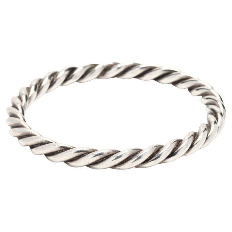 Solid Rope Twist Bangle Bracelet, Sterling Silver, Stackable For Sale ...