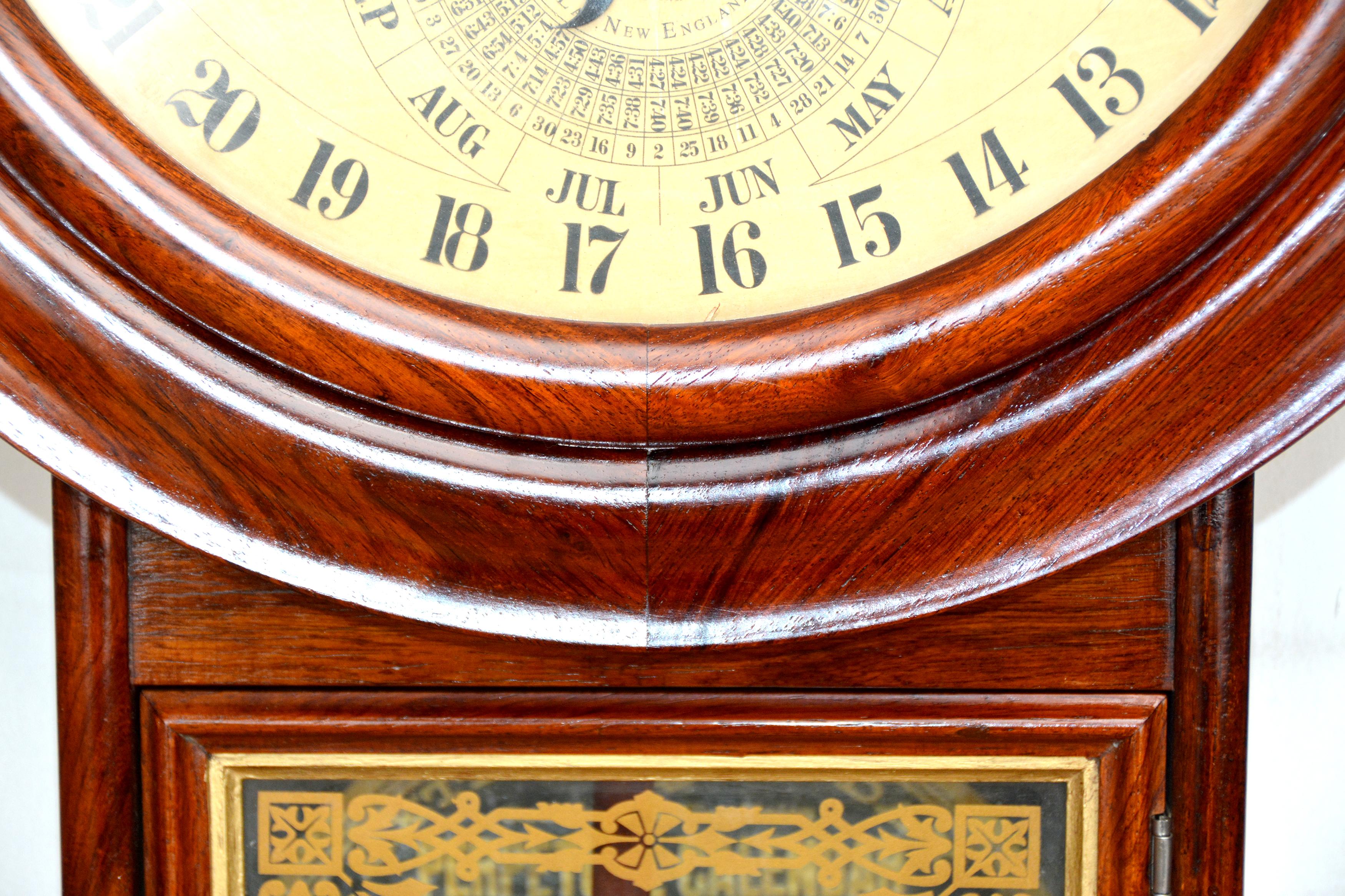 Solid Rosewood Welch Gale Drop 5 Dial 6 Hand Complication Calendar Wall ...