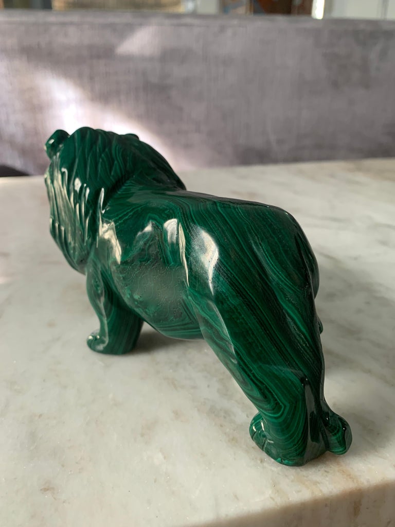 Solid Russian Malachite Lion For Sale at 1stDibs