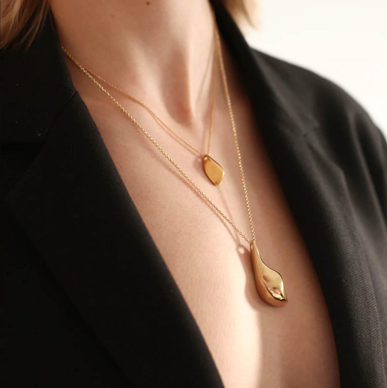 Solid Sculptural Pendant Necklace, 18 Carat Gold Plated For Sale at 1stDibs