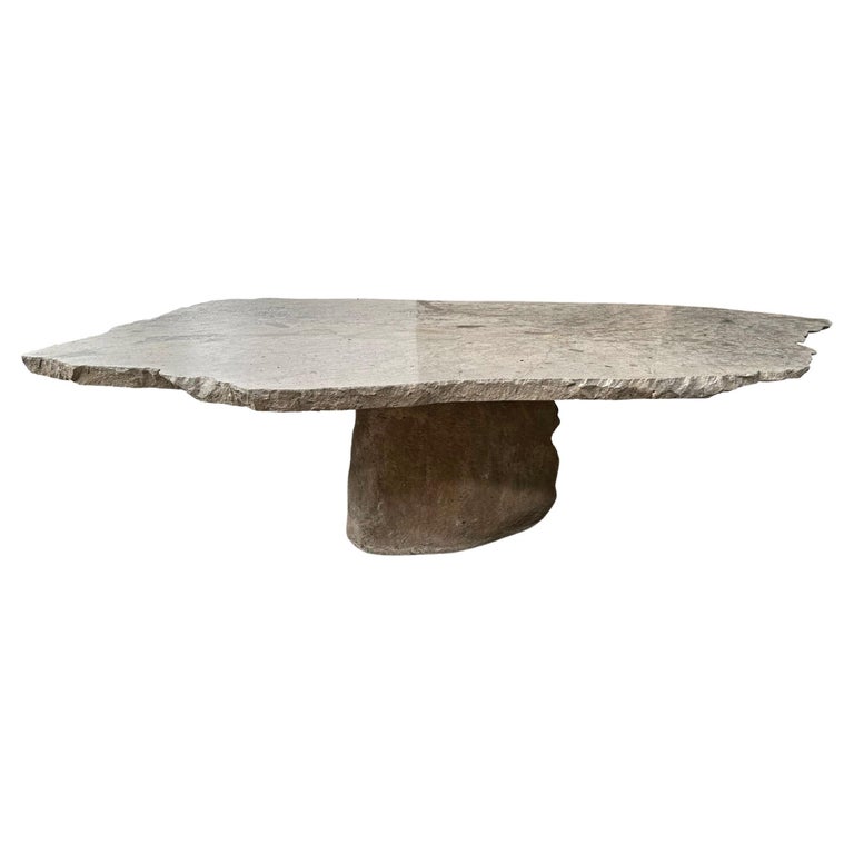 Solid Sculptural River Stone Table from Java, Indonesia, Modern Organic ...