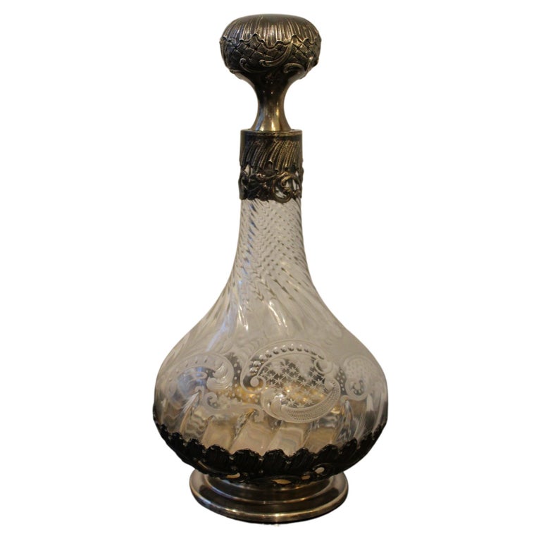 Solid Silver and Crystal Carafe, 19th Century For Sale at 1stDibs