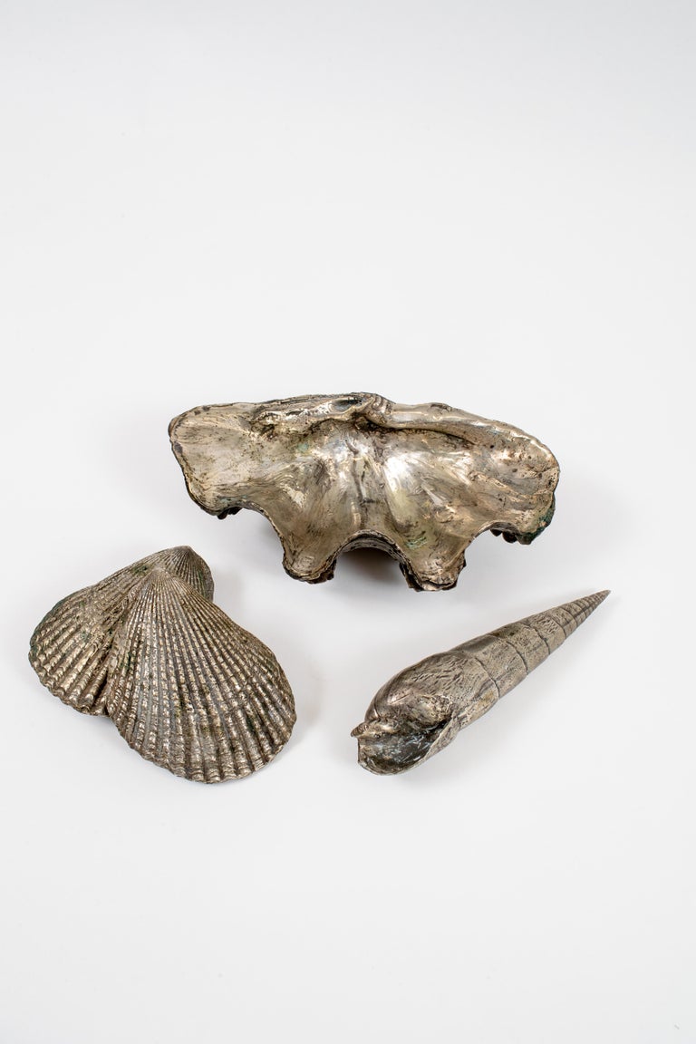 Solid Silver Bronze Clamshell, Italy, 1960's For Sale at 1stDibs