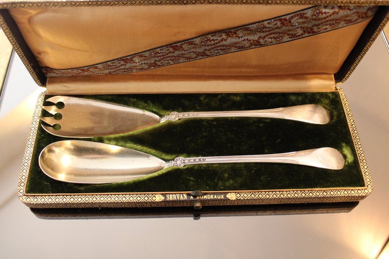 Solid Silver Cutlery in a Box, 19th Century For Sale at 1stDibs