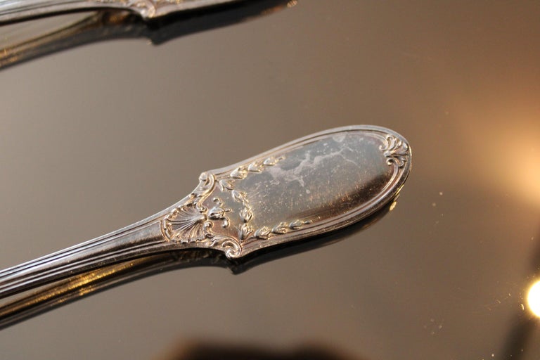 Solid Silver Cutlery in Their Box, 19th Century For Sale at 1stDibs