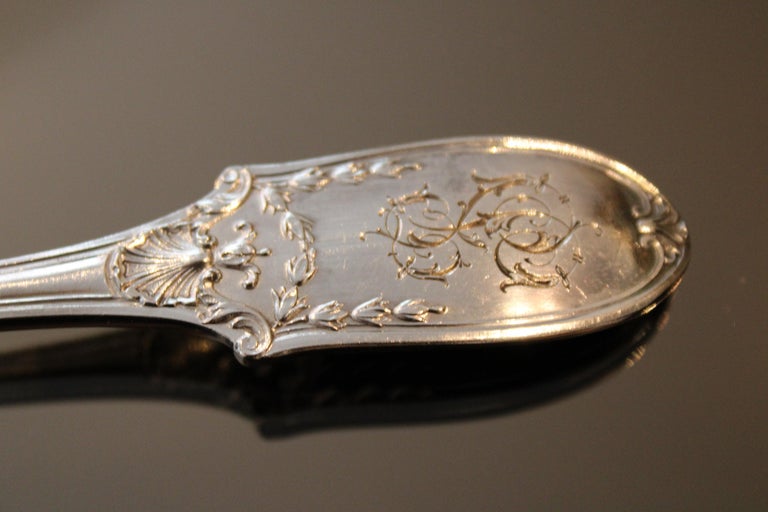 Solid Silver Cutlery in Their Box, 19th Century For Sale at 1stDibs