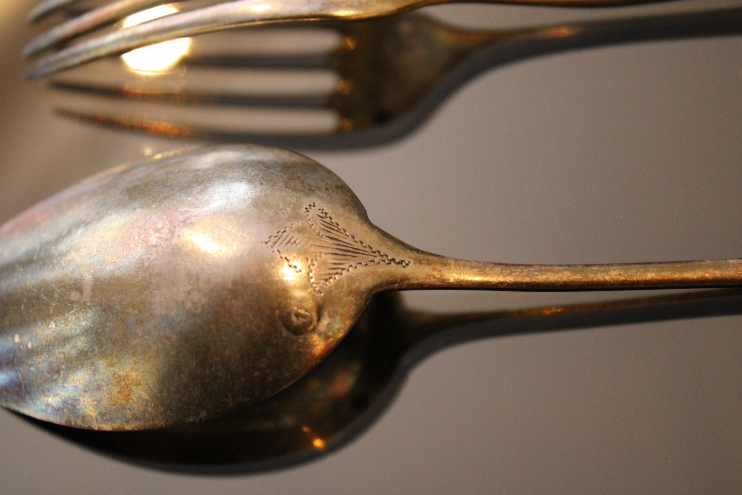 Solid Silver Dessert Cutlery in Their Box, 19th Century For Sale at 1stDibs