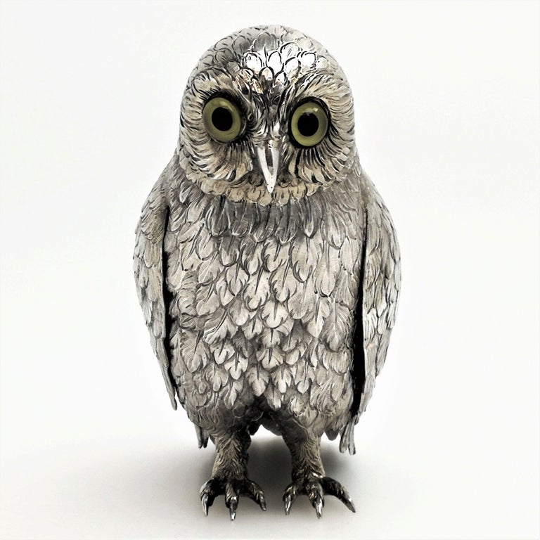 Solid Silver Owl Model Figure German, circa 1950 Bird at 1stDibs