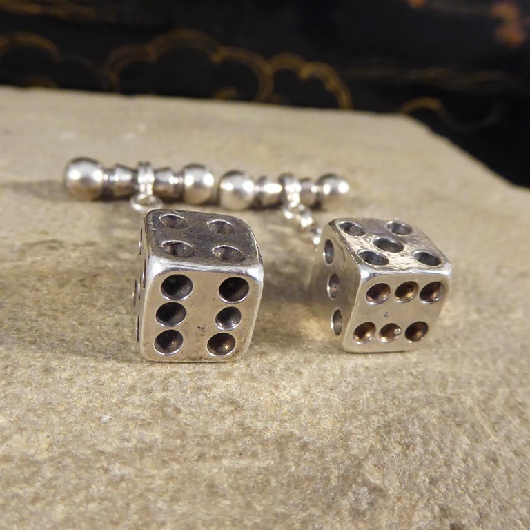 Solid Silver Quality Playing Dice Cufflinks For Sale at 1stDibs
