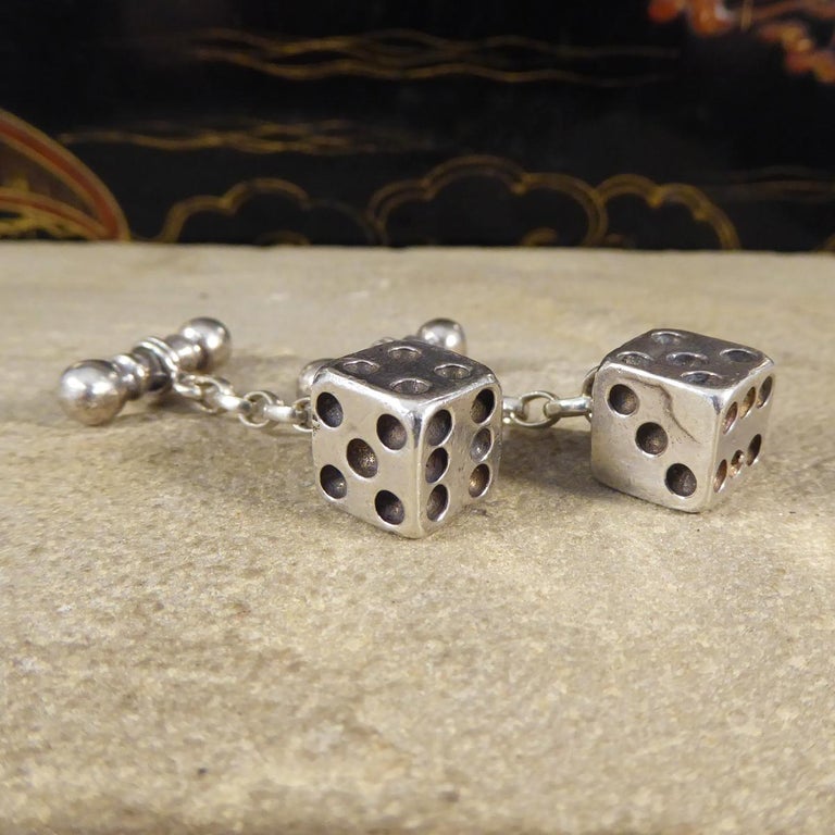 Solid Silver Quality Playing Dice Cufflinks For Sale at 1stDibs