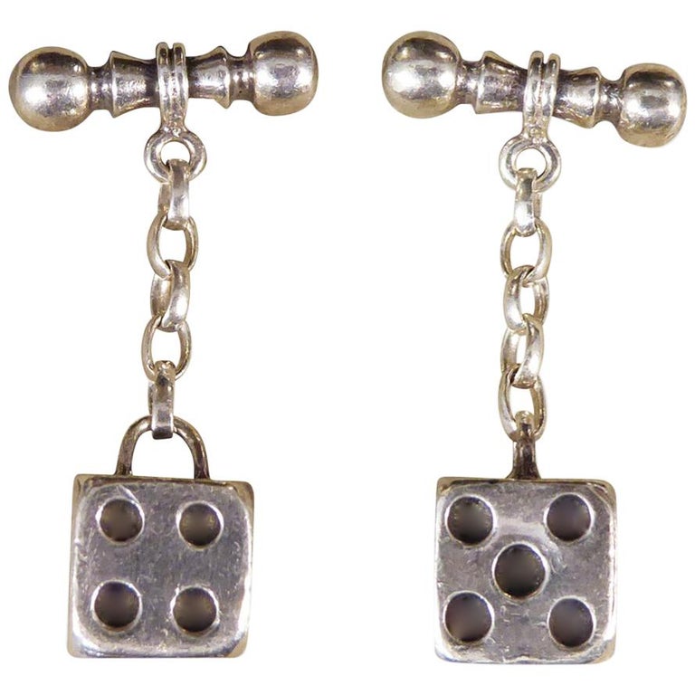 Solid Silver Quality Playing Dice Cufflinks For Sale at 1stDibs