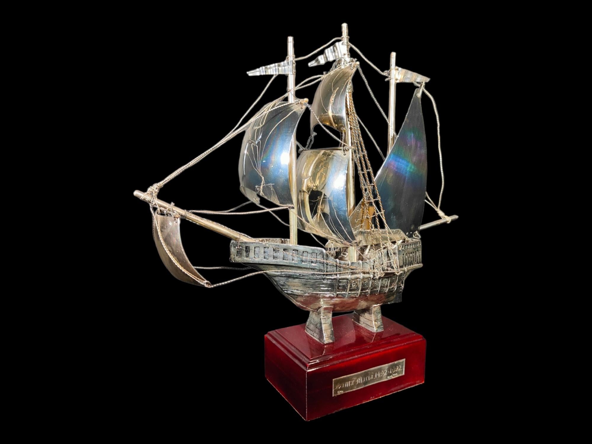 Solid Silver Ship Nef 20th Century For Sale at 1stDibs