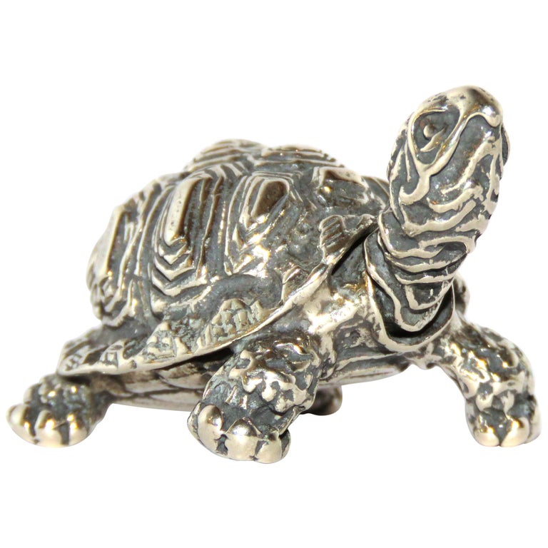 Solid Silver Turtle Figurine Vintage, 1970s at 1stdibs