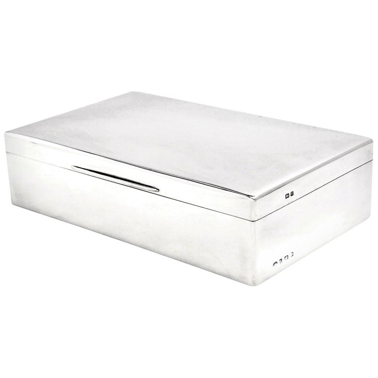 Solid Silver Vintage Cigar Box / Cigarette Box, 1925 at 1stDibs