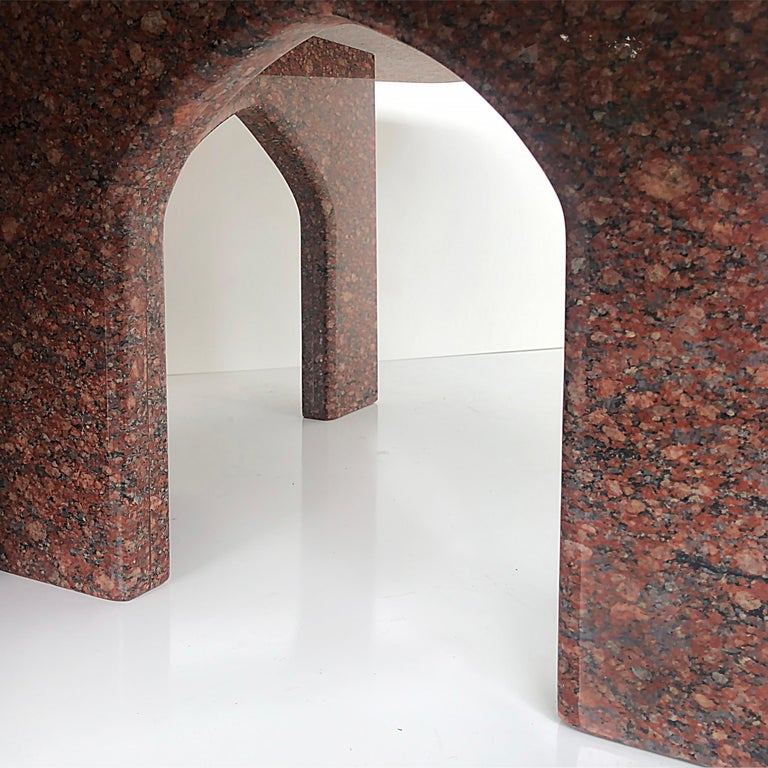 Solid Square Granite Coffee Table with Arched Granite Base For Sale at ...