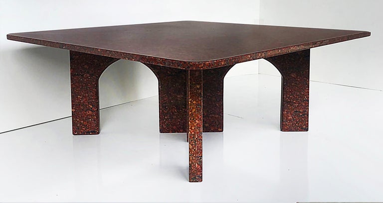 Solid Square Granite Coffee Table with Arched Granite Base For Sale at ...