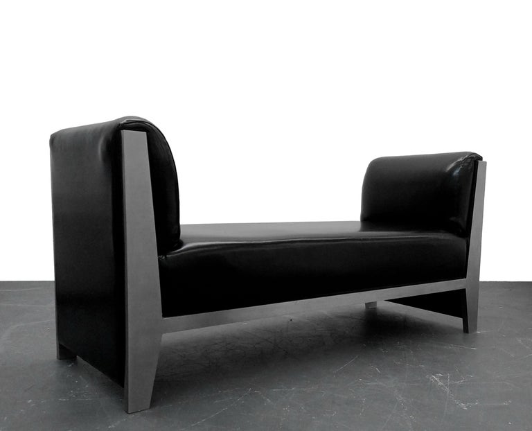 Solid Steel and Leather Bench by Yves Saint Laurent at 1stDibs