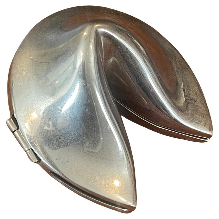 Solid Steel Fortune Cookie Paperweight / Box at 1stDibs