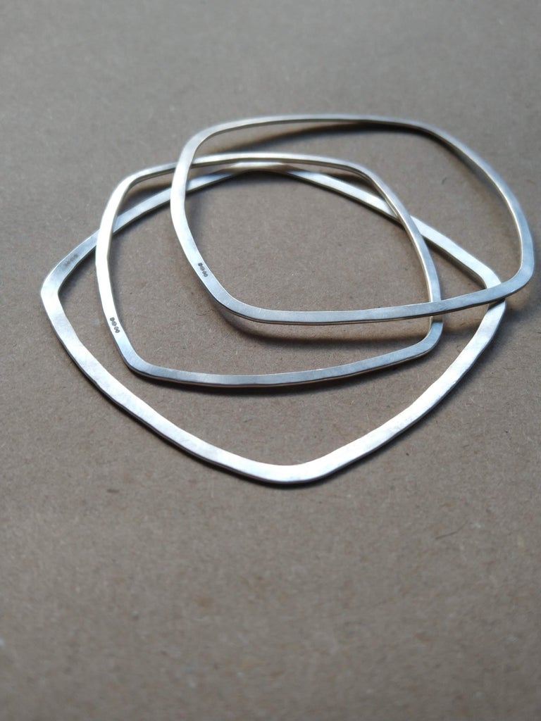 Solid Sterling Silver Hand Forged Square Box Bangle- Size Medium For ...