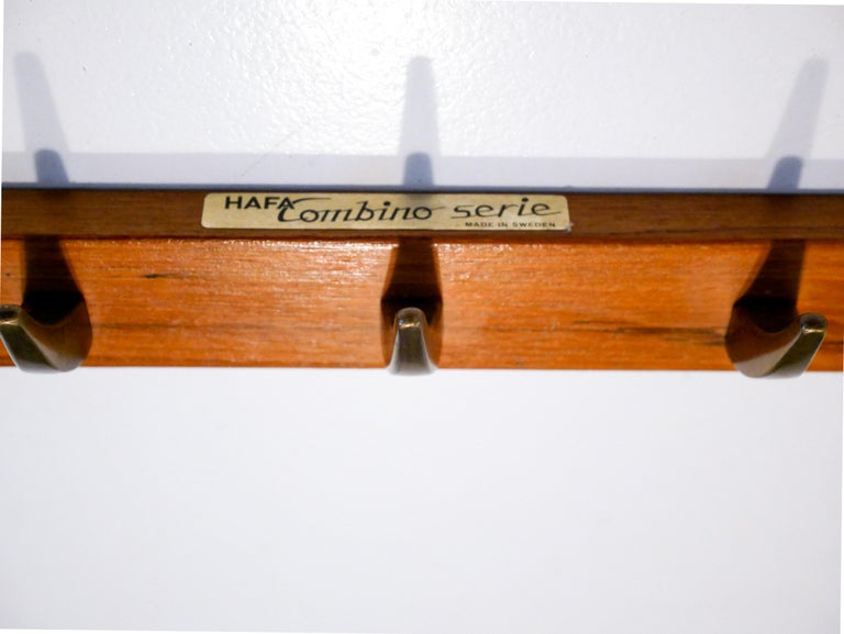 Solid Teak and Brass Rack Model "Combino", 1950s Sweden, Hafa For Sale ...